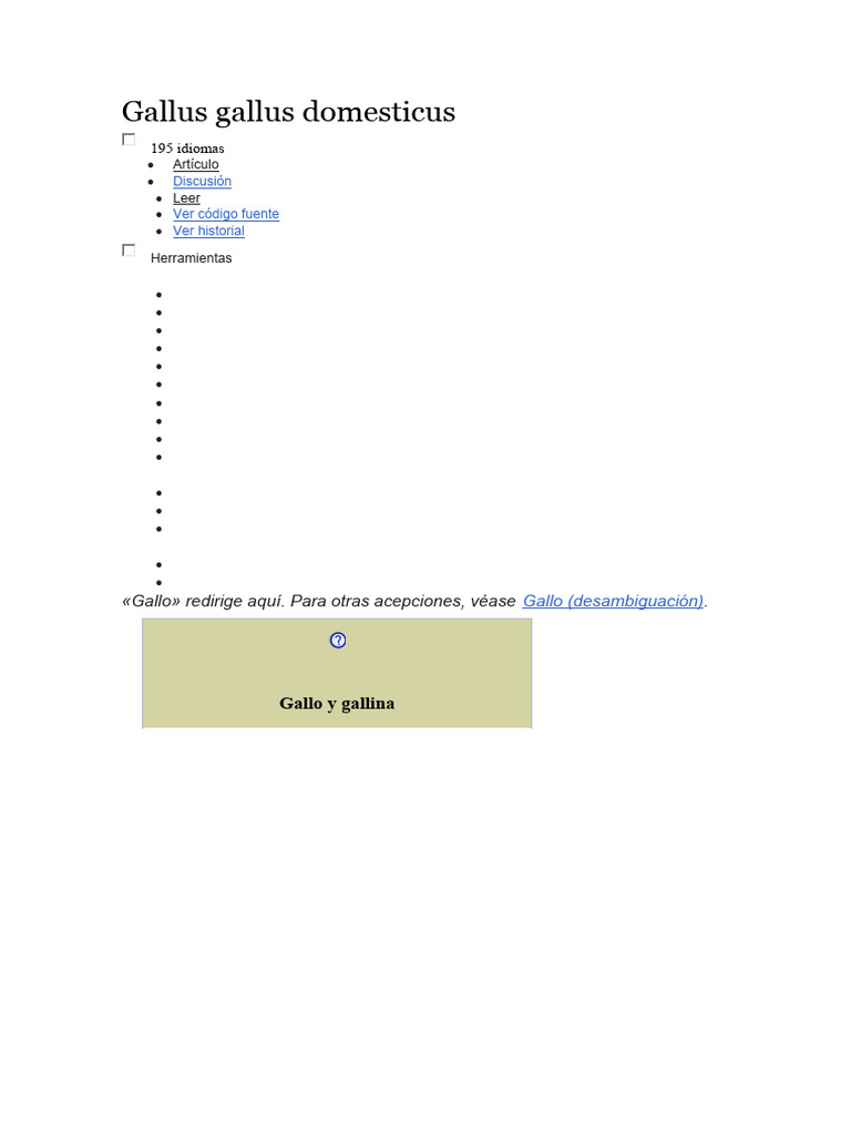 Gallus Gallus Domesticus | PDF