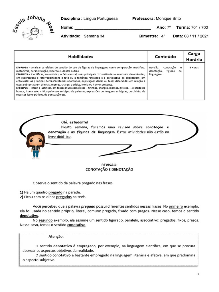 Portugues Semana 34 701 702 PDF | PDF | Metáfora