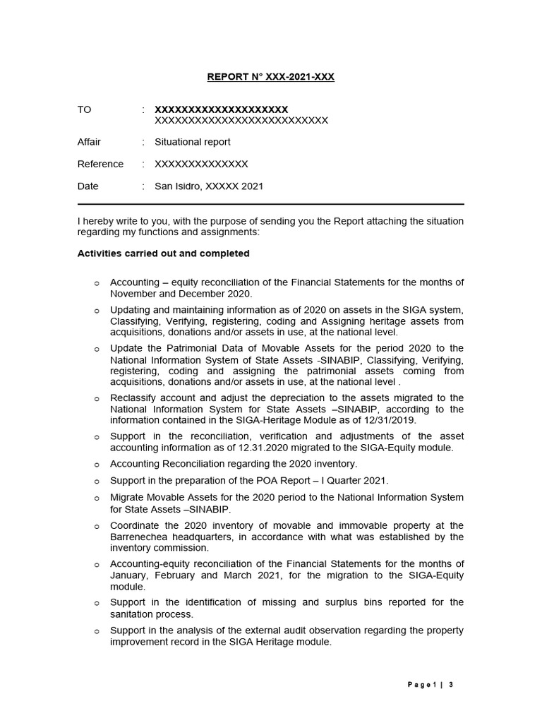 Detailed Status Status Report Model | PDF
