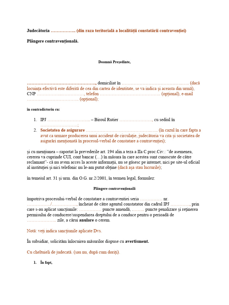 Model CONTESTATIE AMENDA | PDF