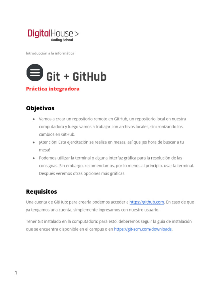 Ejercitación Integradora GIT + GITHUB | Descargar gratis PDF | Archivo de computadora ...