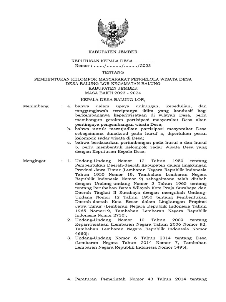 Surat SK Deswita Balung Lor | PDF