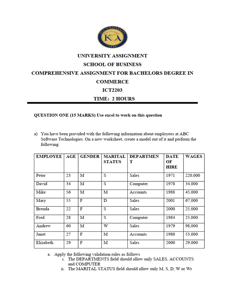 Comprehensive Assignment | PDF | Worksheet | Word Processor