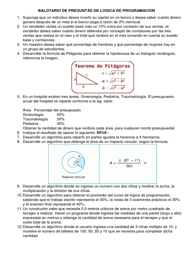 Balotario de Preguntas de Logica de Programacion | PDF