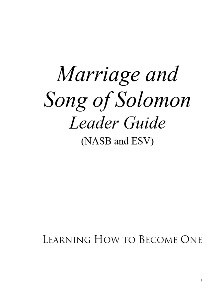 Marriage and Song of Solomon Leader Guide | PDF | Song Of Songs | Wife