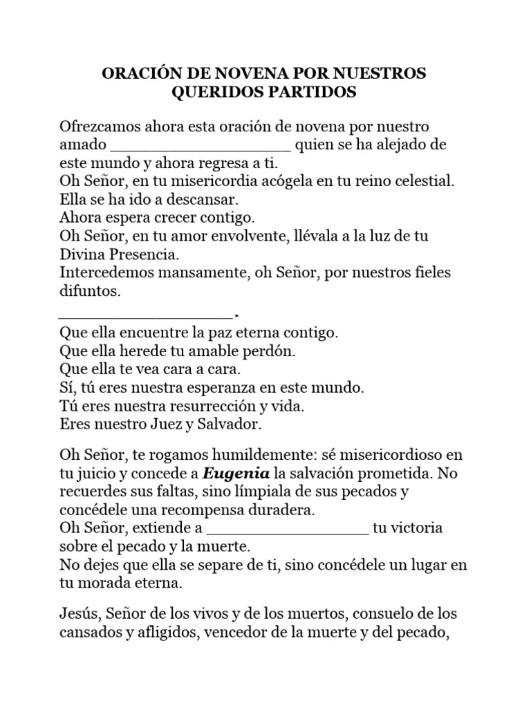 Oración de novena por nuestros queridos difuntos | PDF | Oración | Pecado