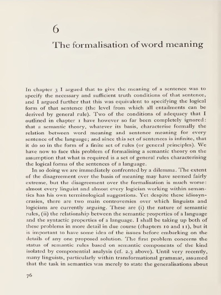 The Formalisation of Word Meaning | PDF