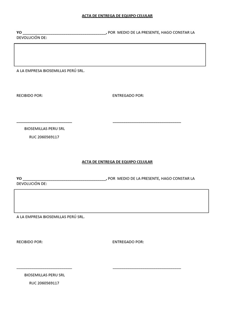 Acta de Devolucion de Equipo Celular | PDF