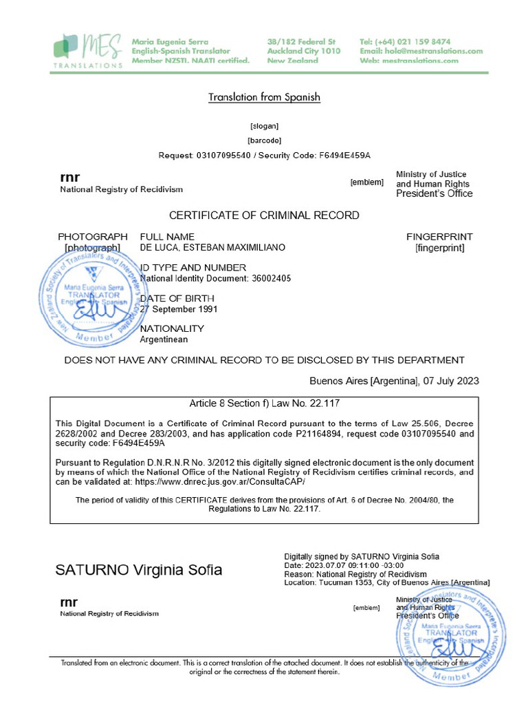 Police Certificate Eng | PDF