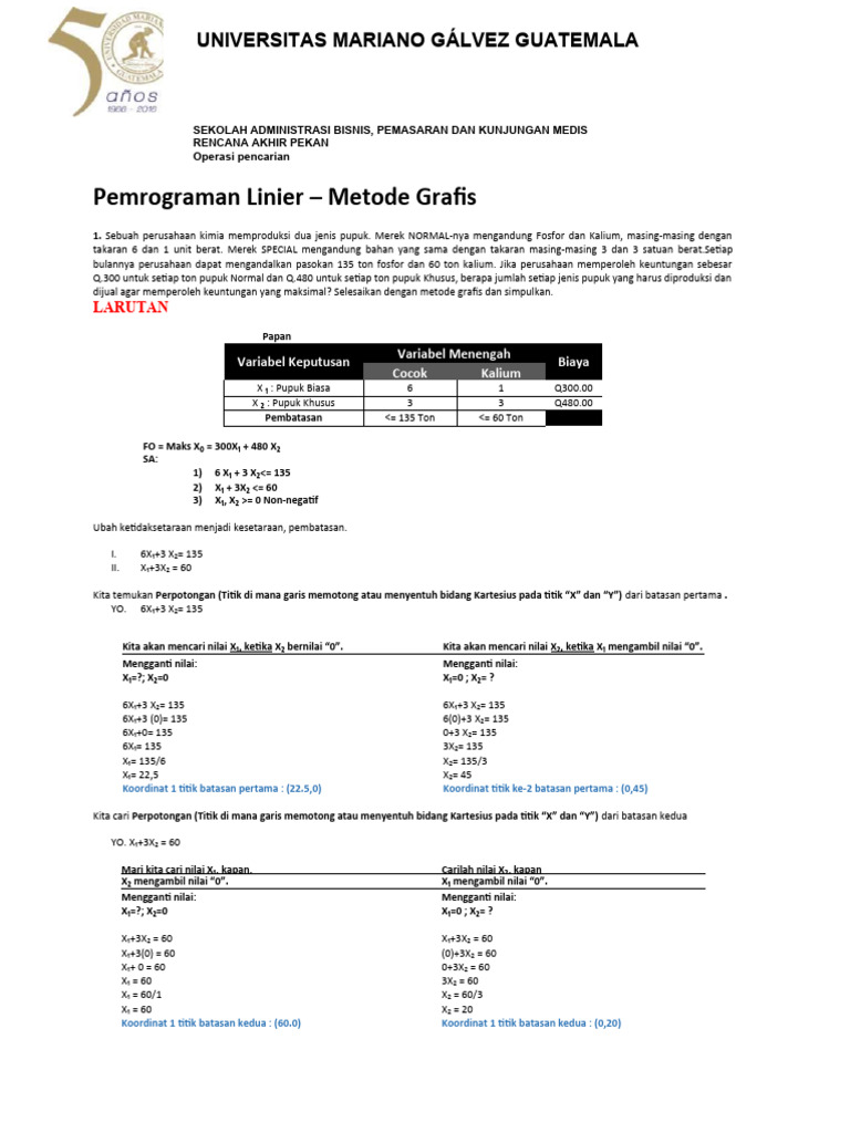 Latihan Soal Pemrograman Linier | PDF