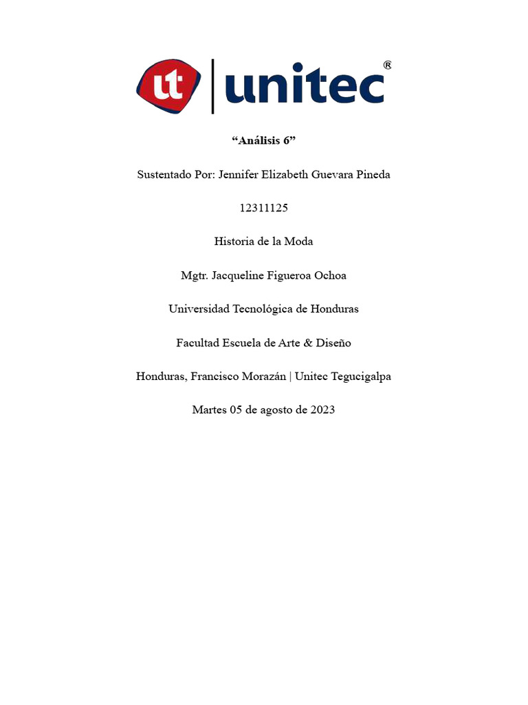 Análisis 6 Jennifer Guevara | PDF | Moda