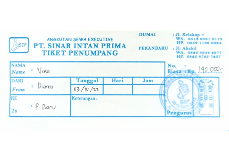 Tiket Travel Vika | PDF