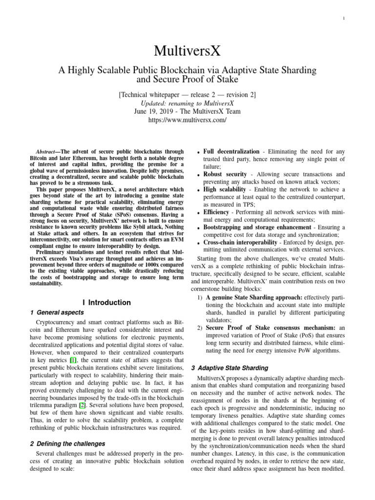 Multiversx Whitepaper | PDF | Scalability | Cryptocurrency