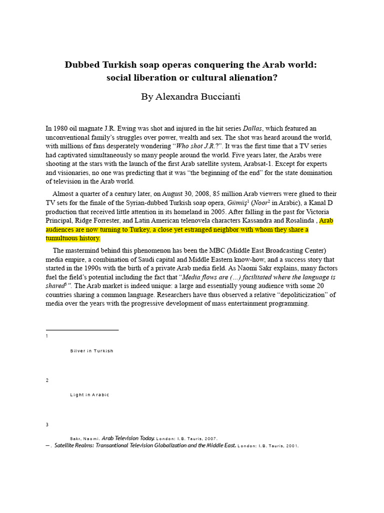 Dubbed Turkish Social Liberation or Cultural Alienation | PDF