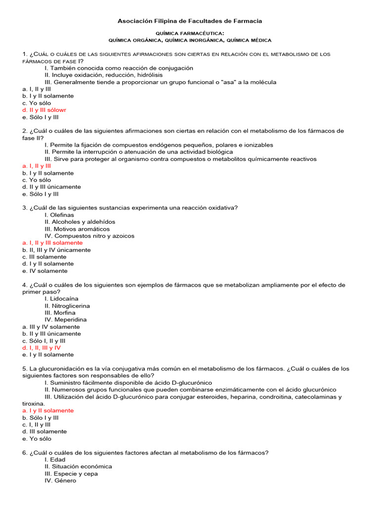 Clave de Respuestas de Química farmacéutica-PINK PACOP | PDF