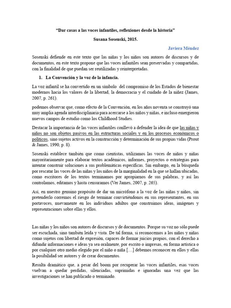 Voces Infantiles: Preservación y Autonomía | PDF | Testimonio