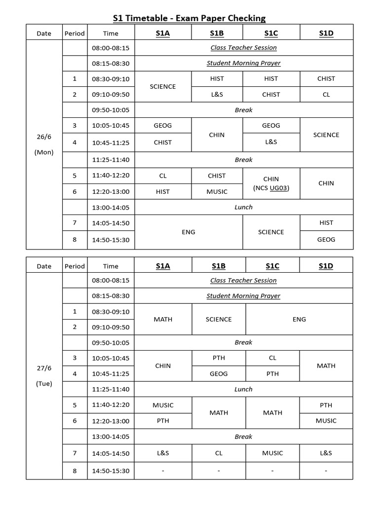 S1 Exam Paper Checking | PDF