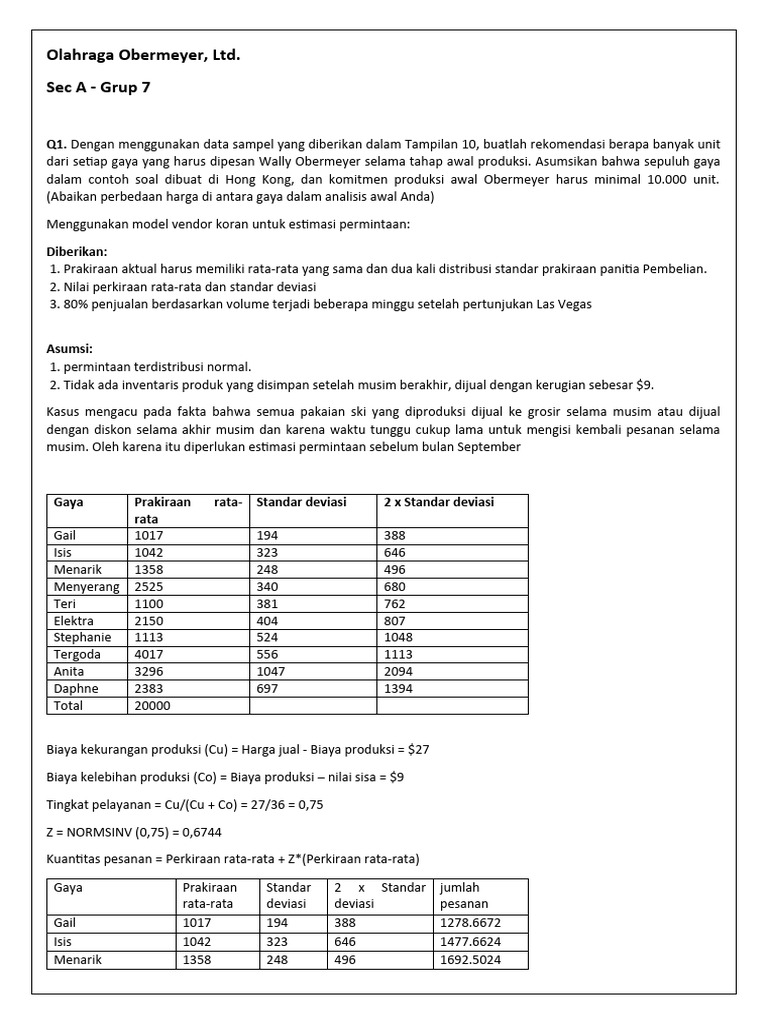 Solusi Kasus Olahraga Obermeyer | PDF