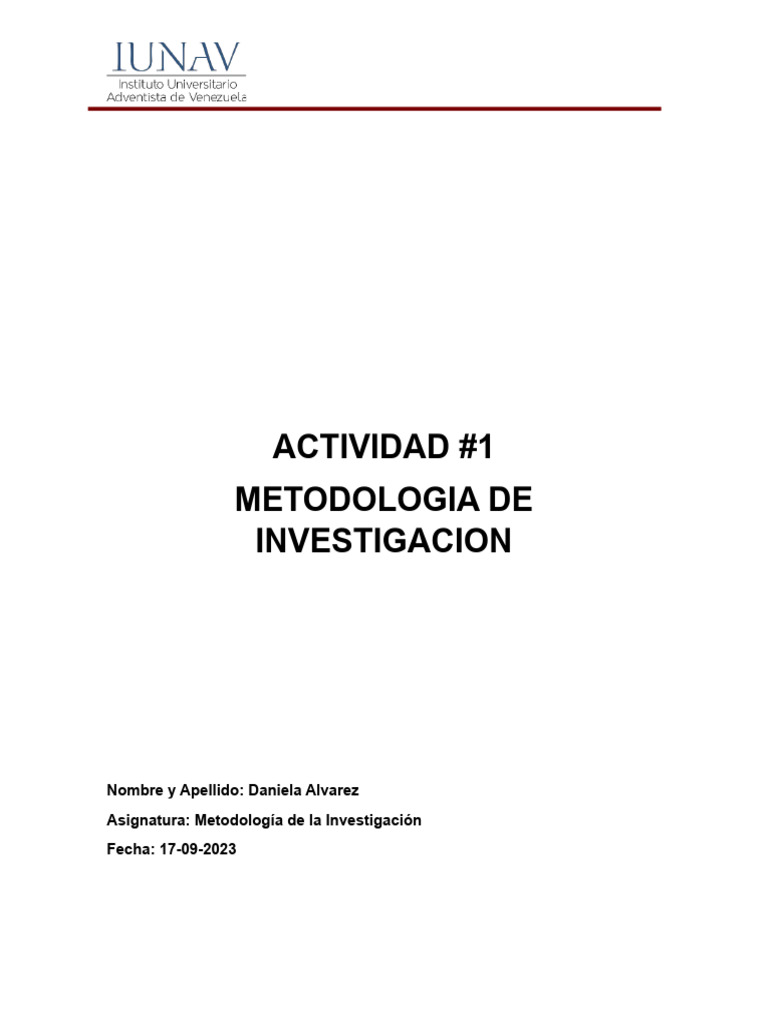 Daniela Alvarez Activ 1 Metodologia | PDF