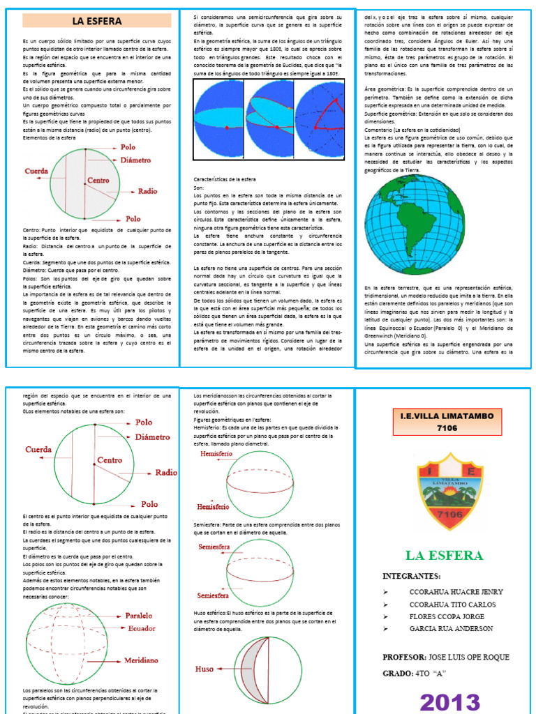 Triptico La Esfera | PDF | Esfera | Rotación