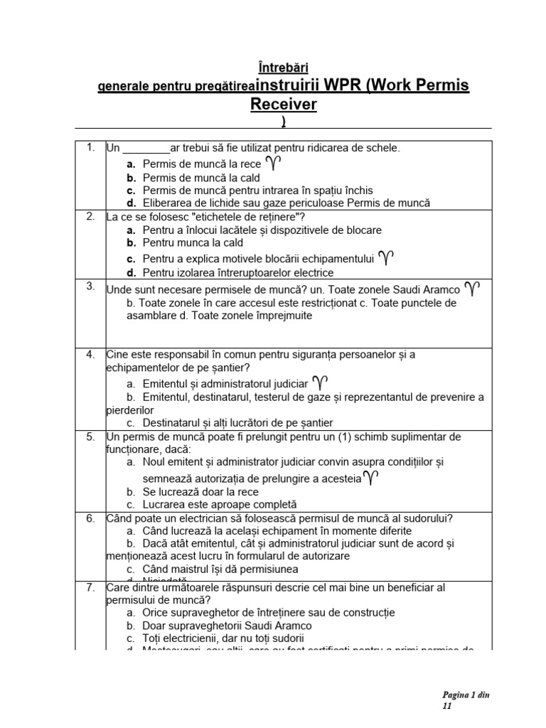 Training Pentru Primitorul Permisului de Muncă (WPR) PDF | PDF