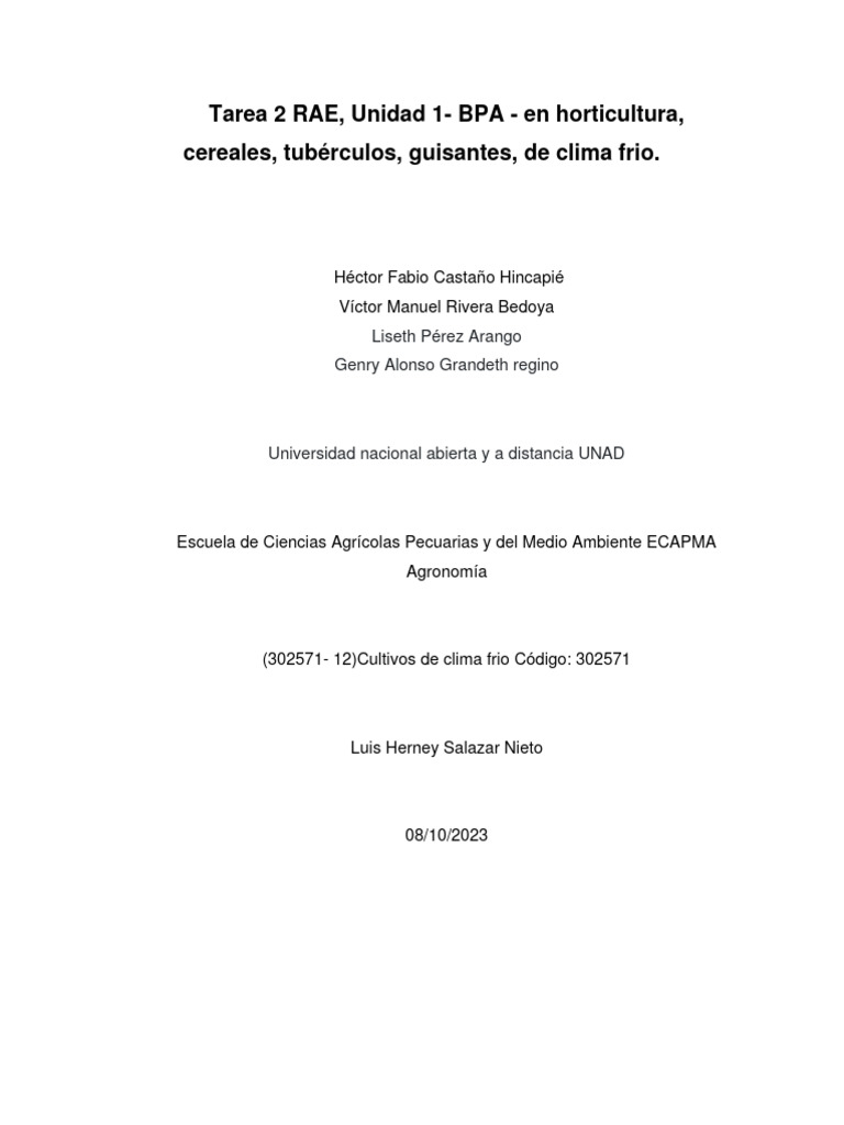 Tarea 2 RAE | PDF | Patata | Agricultura