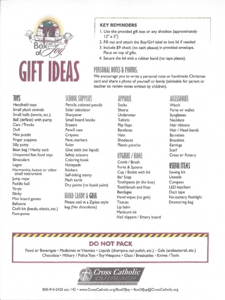 Boxes of Joy Donation List | PDF