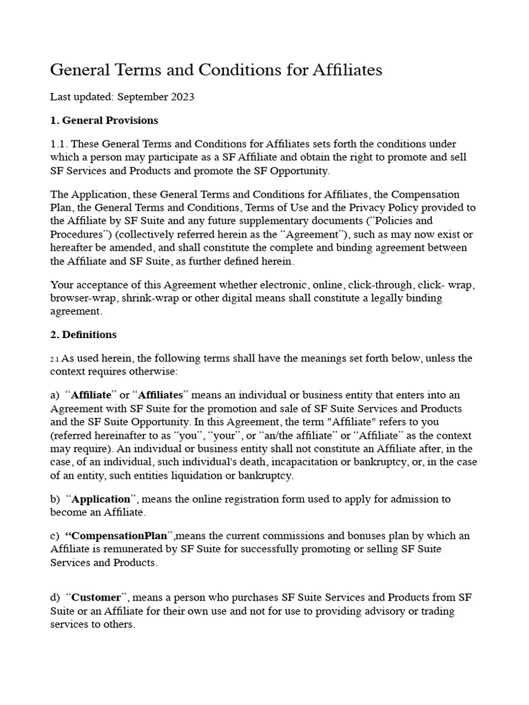 SF Suite Affiliate Agreement | PDF | Trademark | License