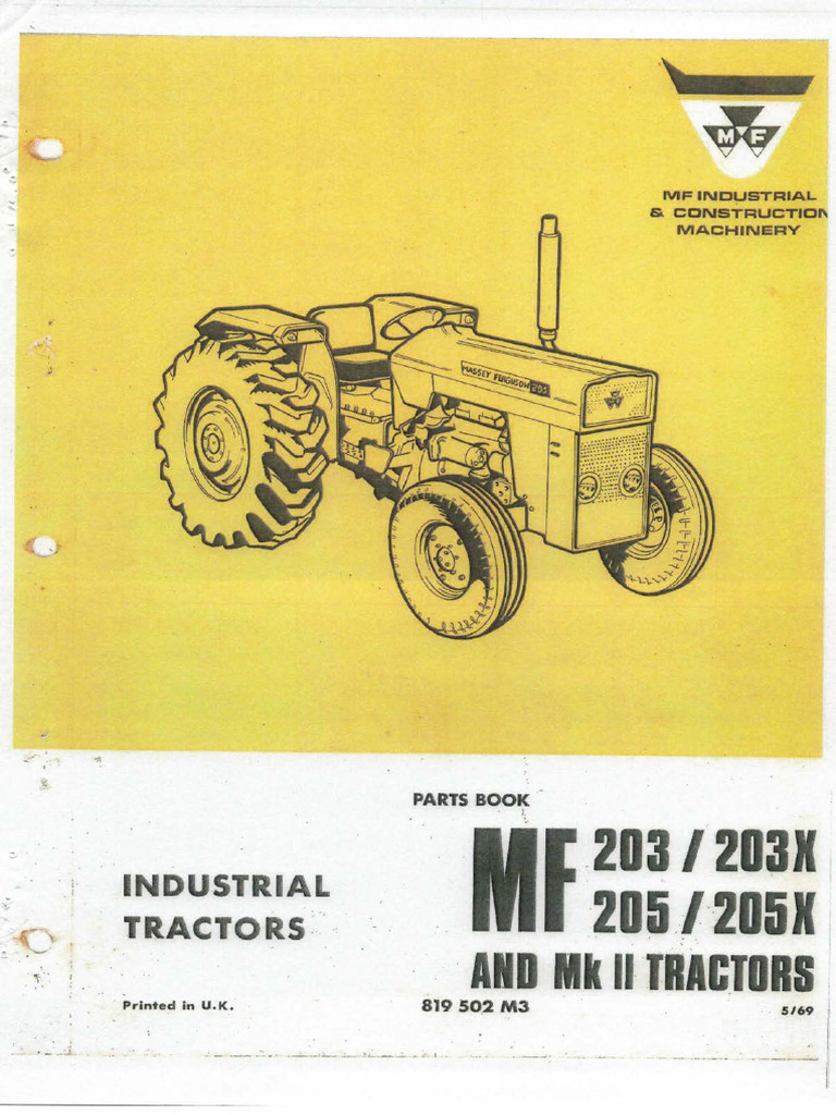 MF 203 205 203X 205X and Mk2 Tractor Parts Book | PDF