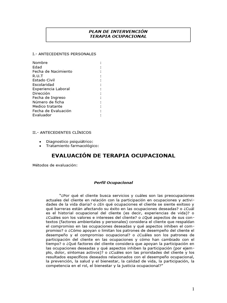 Informe - Tipo MOHO | PDF | Terapia ocupacional | Medicina CLINICA