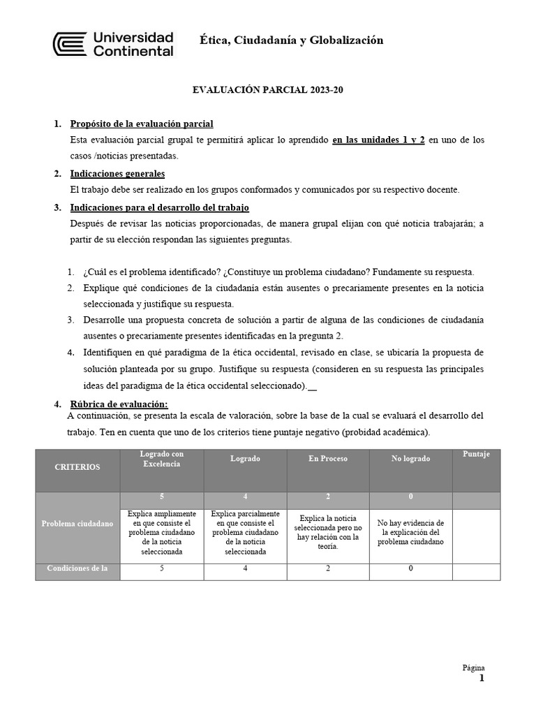 Evaluación Parcial 2023-20 | PDF