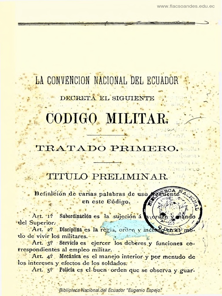 Código Militar Ecuatoriano de 1883 | PDF | Capitán (Fuerzas Armadas ...