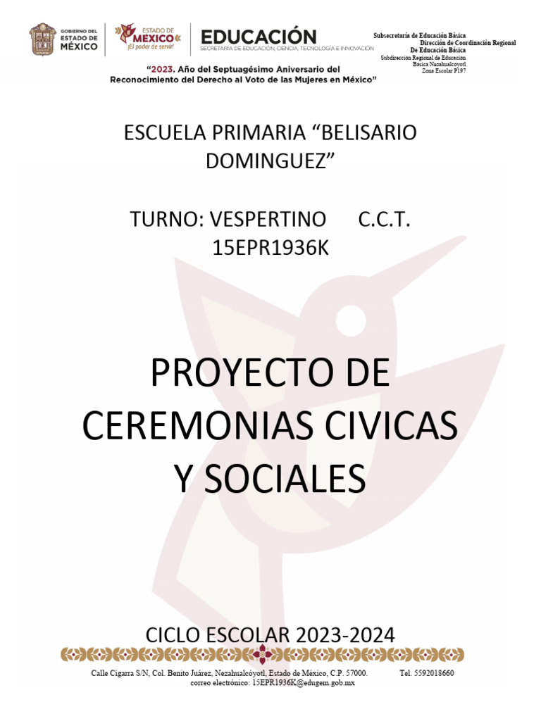 Proyecto de Ceremonias Cívicas 2023-2024 | PDF | Inclusión (Educación)