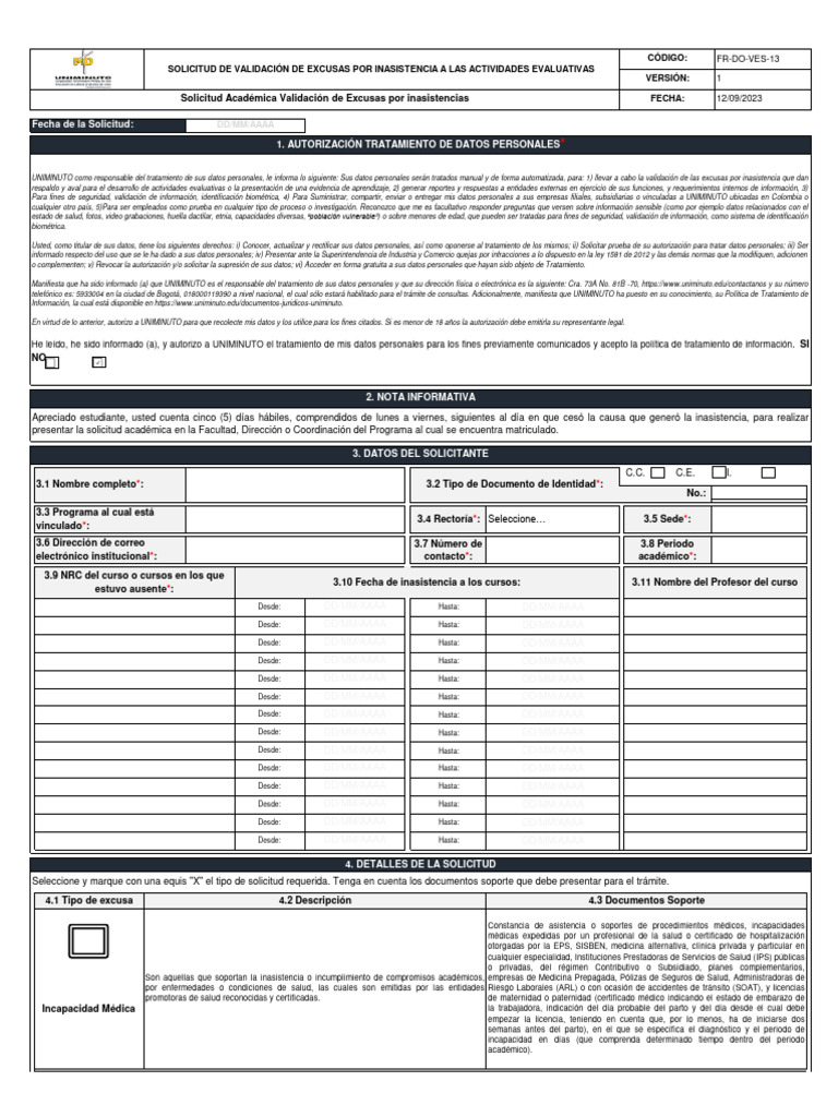 Solicitud de permiso tutorías | PDF