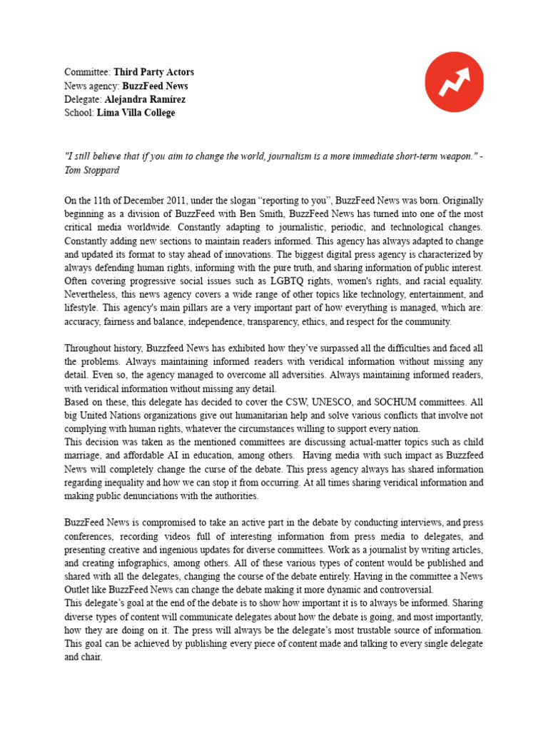Position Paper - BuzzFeed News - TPA | PDF | News | Buzz Feed