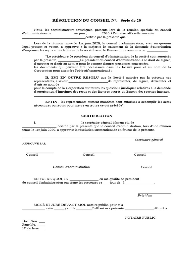 Exemple de RÉSOLUTION DU CONSEIL | PDF | Gouvernement | Justice