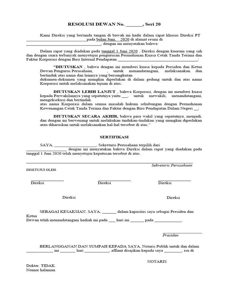 Contoh RESOLUSI DEWAN | PDF | Bisnis | Pengelolaan Keuangan & Uang