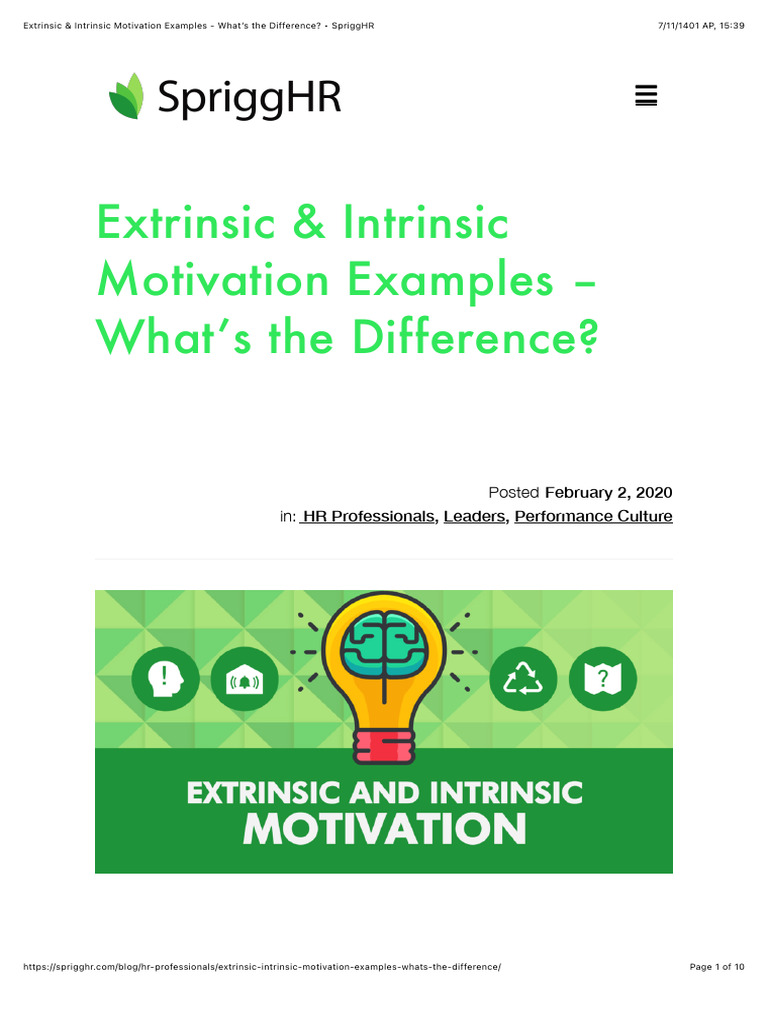 Extrinsic & Intrinsic Motivation Examples - What's The Difference ...