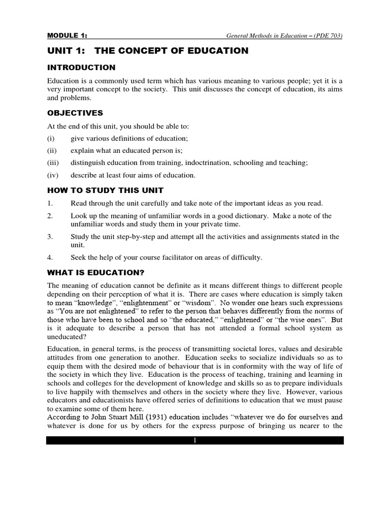 PDE 703 Module 1 Units 1 - 4 | PDF | Learning | Teachers