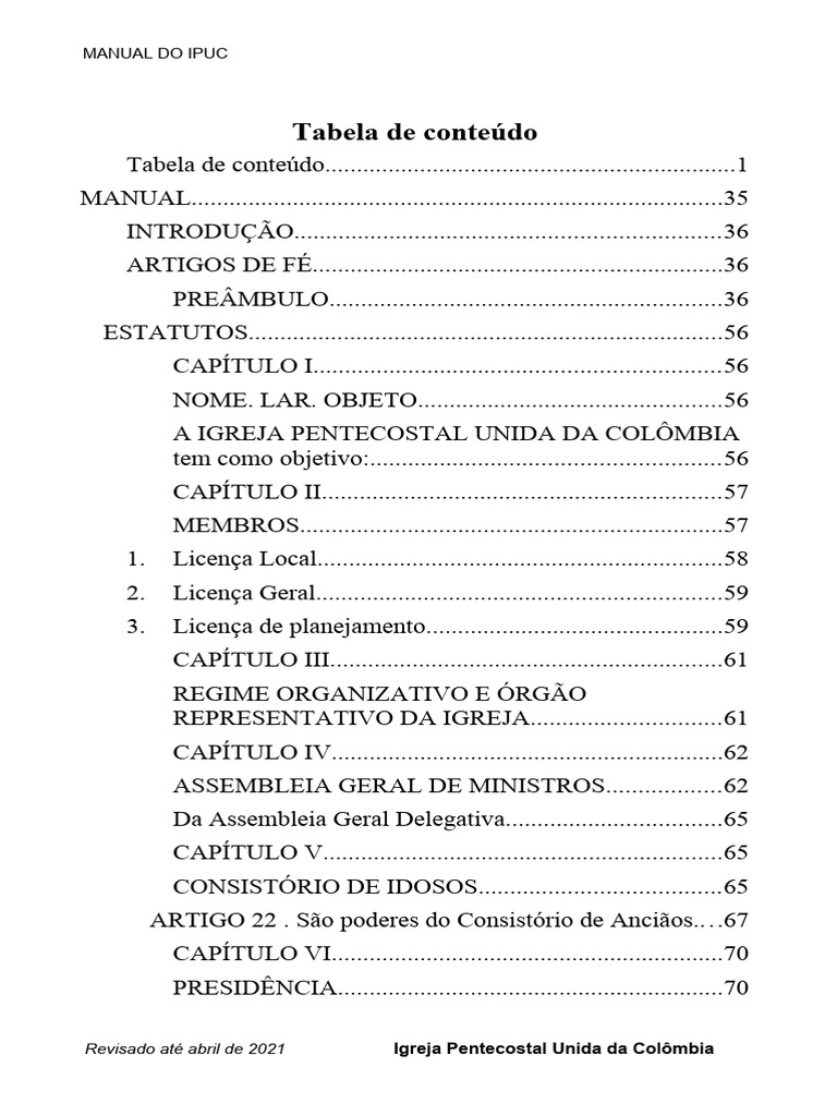 MANUAL IPUC (Atualizado em 2021) | PDF | Bispo | Colômbia