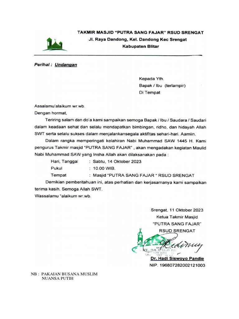 Undangan Peringatan Maulid Nabi | PDF | Sains & Matematika