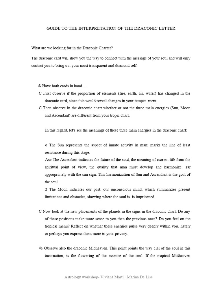 Guide To The Interpretation of The Draconic Card | PDF