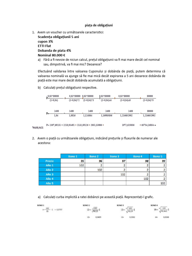 Caz Practic Ratele Și Valoarea Dobânzii | PDF