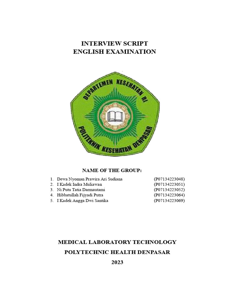 English Interview Script | PDF | Medical Laboratory | Health Sciences