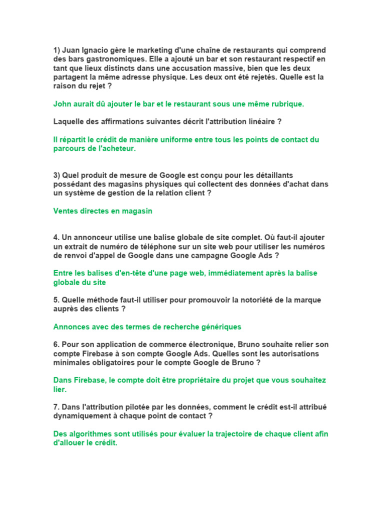 Réponses À La Certification de Mesure Google Ads | PDF | Publicité ...