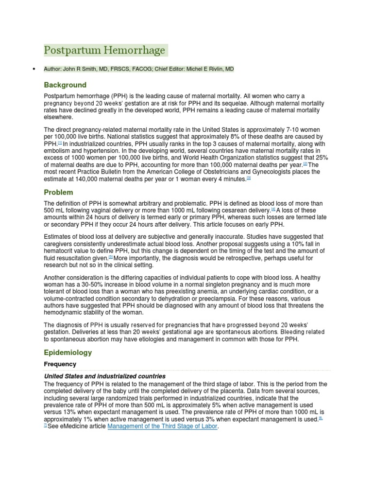 Postpartum Hemorrhage | PDF | Intravenous Therapy | Childbirth