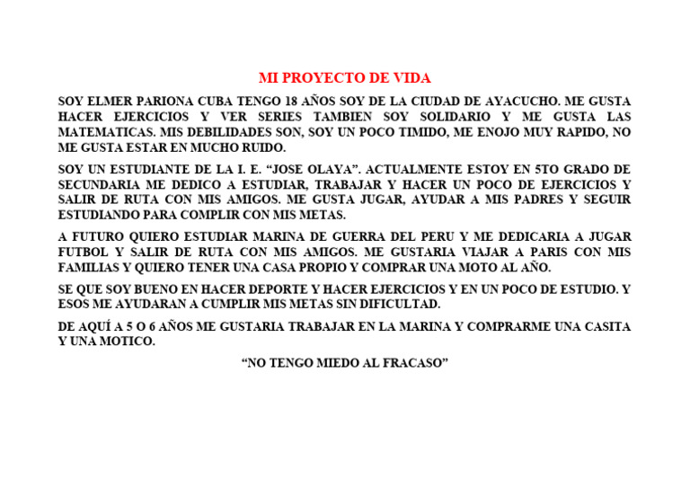 Proyecto de Vida | PDF