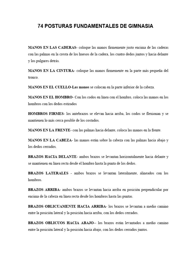 Posiciones Fundamentales de La Gimnasia. | PDF | Mano | Rodilla