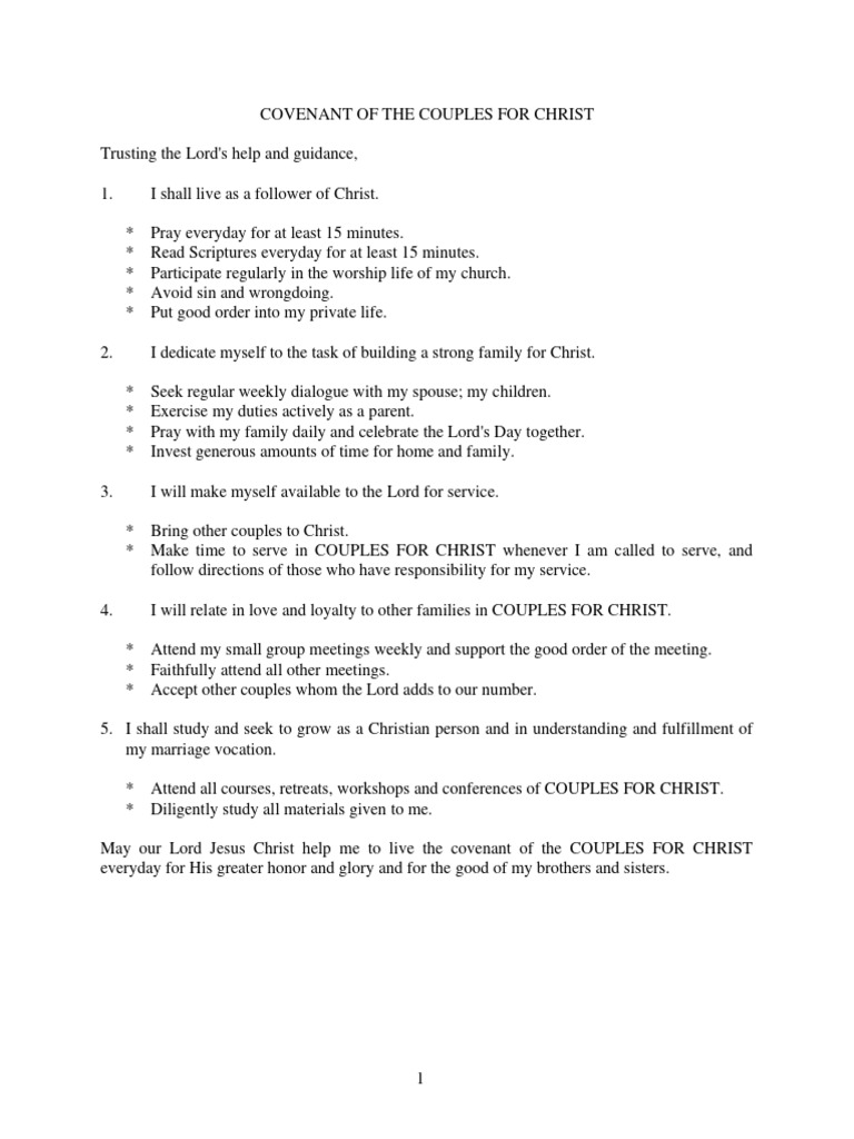 Covenant of The Couples For Christ | PDF