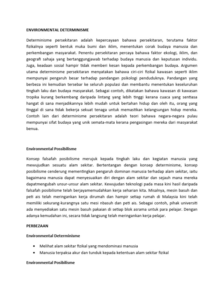 Environmental Determinisme Ag21103 | PDF